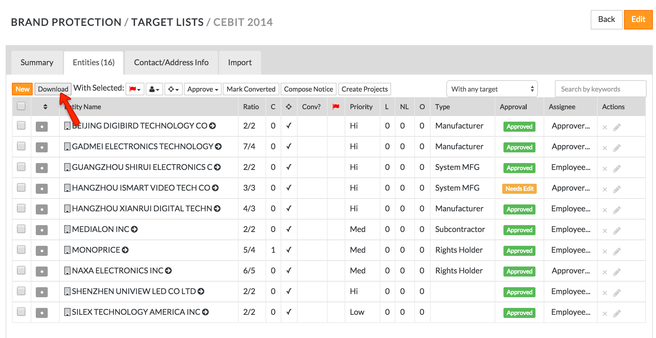 How To Download the List of Target List Entities – RUVIXX